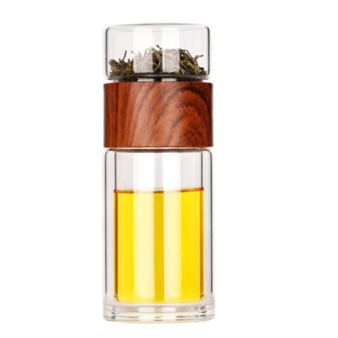 China 200ML and 100ML double wall high borosilicated glass tea bottle ...