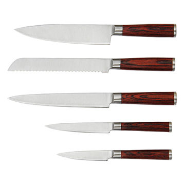 China Stainless Steel Column Pakkawood Handle Knife Sets on Global ...