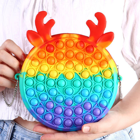 China New Popping purse Silicone Push Bubble Pop Sensory Fidget Cross ...