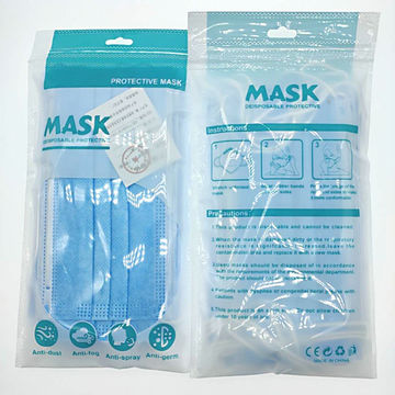 China Disposable civil mask white blue three-layer adult non-woven melt ...