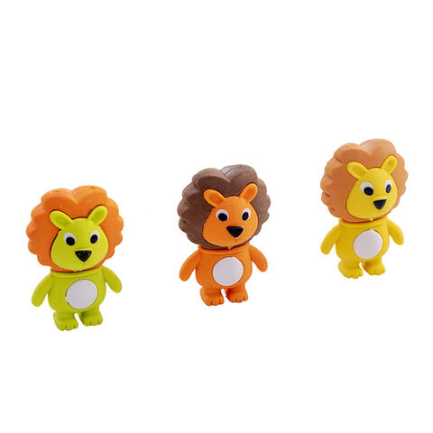 China Pencil Erasers Custom 3D Cute Cartoon Little Lion Detachable Mini ...