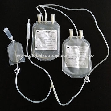 China Sterile double blood bag 500ml with sampling arm for blood sample ...