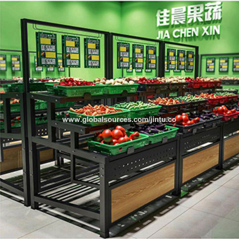 China 3 Layers Supermarket Slanted Fruit and Vegetable Storage Display ...