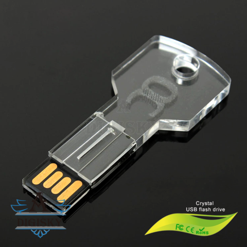 China Transparent crystal usb flash drive, colorful lights key usb ...