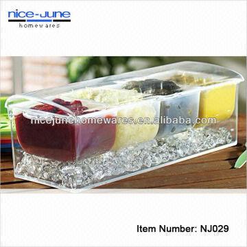 1>>Acrylic chilled condiment container on ice/snack serving tray 2 ...
