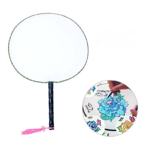 China Blank group fan hand-painted fan classic hand-painted white round ...