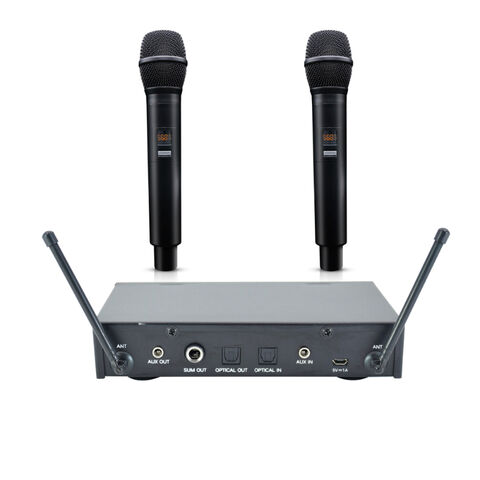 China Optical coaxial audio mixer with wireless double channel karaoke ...