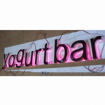 China Bar Sign with Backlight Pink Color, Stainless Steel Frame, 20 ...