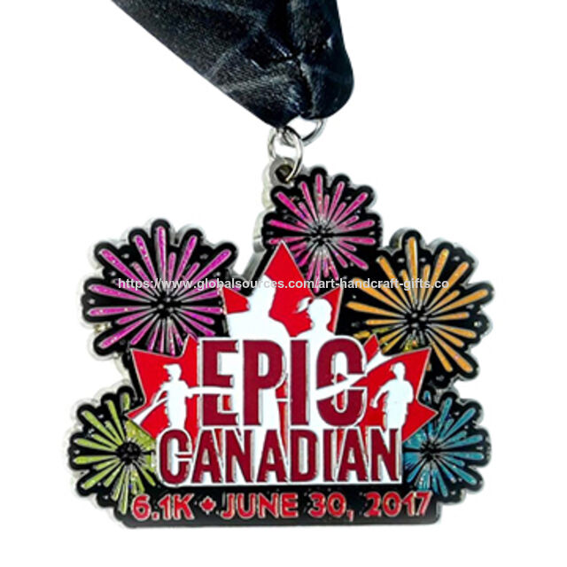 China Medal With Glitter Enamel Infill For Firework Design , Matt ...