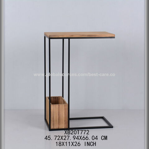 China New design iron and wood side table magazine rack functional ...