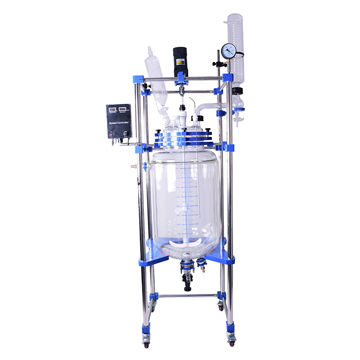 China 100L lab chemical reactor with double layer borosilicate pyrex ...