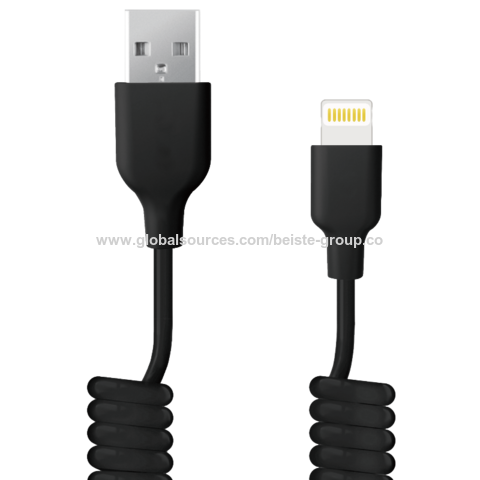 China Spiral usb cable A to lightning on Global Sources,Curly lightning ...