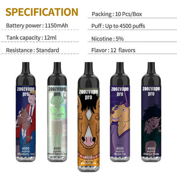 China Rechargeable 4500 Puffs Vape Pen Zoozvape Pro Wholesale ...