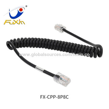 China Handphones Coil Cord with 8P8C Plug, Gold Plate and 2m Cable ...