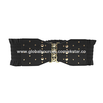 China Ruffle elastic belts with studded tabs on Global Sources,Ruffle ...