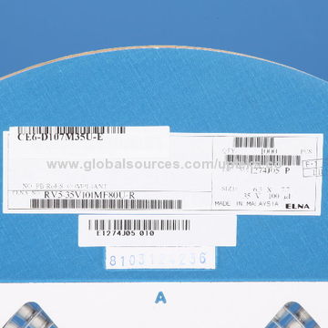 ELNA SMD Aluminum Electrolytic Capacitors 100uF 35V, 6.3x7.7, 85°C, ±20 ...