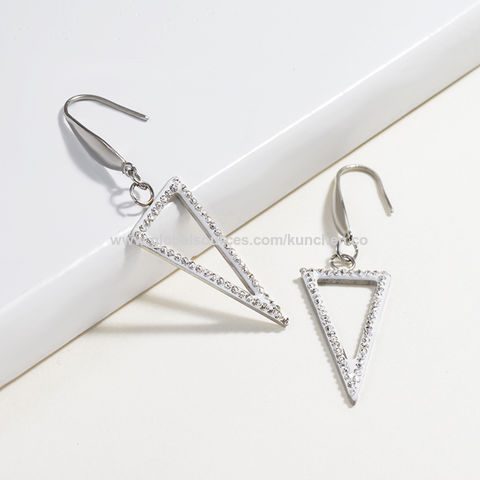 China Stainless Steel Rhinestone Inverted Triangle Drop Earrings on Global Sources,customized ...