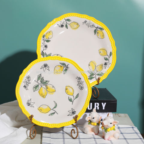 China Wholesale Lemon Printed Ceramic Tableware Salad Dishes Plates ...