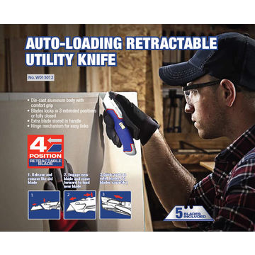 WorkPRO Auto-Loading Retractable Utility Knife | Global Sources