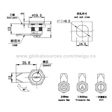 16mm Keyless Small Triangle Cam Lock | Global Sources