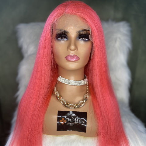 China Red Long Wig Straight Colored Human Hair Wigs For Women ...