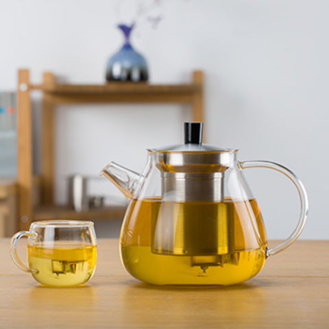 China Handmade best selling Pyrex crystal glass teapot with infuser ...