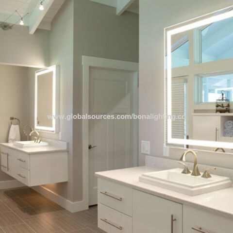 China IP44 LED Backlit Mirror, 1000 x 1000mm, Sandblasted Perimeter on ...