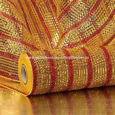 China ¼'' 1-¾'' Stripe Half Solid Metallic 10'' Wide Deco Mesh on ...