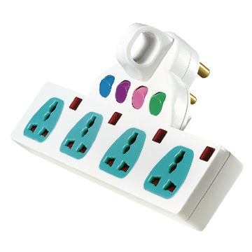 China Multi plug adapters with 3 round pin, 4-way universal socket 15A ...