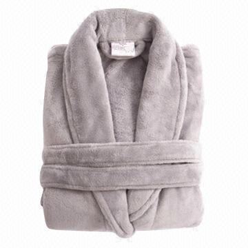 Polyester Coral Fleece Bathrobe for Adults, Weighs 260 to 280gsm, OEM ...