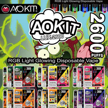 China Popular AOKIT disposable vape lux 2600 puffs with colorful RGB ...
