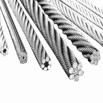 Stainless steel wire rope with 1x6, 1x7, 1x19, 6x36, 7x37, 7x7, 7x19 ...