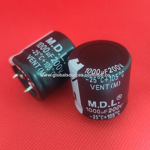 Taiwan M.D.L. 1000uF 200V Snap-in Terminal Type Aluminum Electrolytic ...