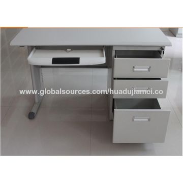 Steel powder coating office desk with small movable pedestals and 25mm ...