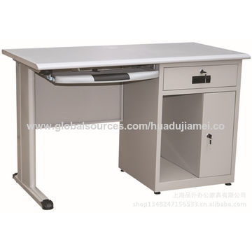 Steel powder coating office desk with small movable pedestals and 25mm ...