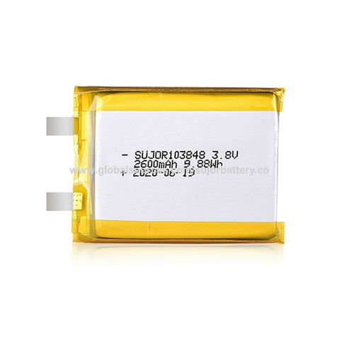 China SUJOR high quality polymer lithium battery 103848 2600mAh 3.8V ...