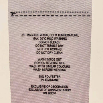 China Sewn-in label Woven label Garment and Textile label clothing care ...