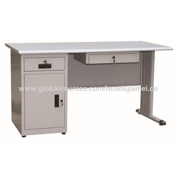 Steel powder coating office desk with small movable pedestals and 25mm ...