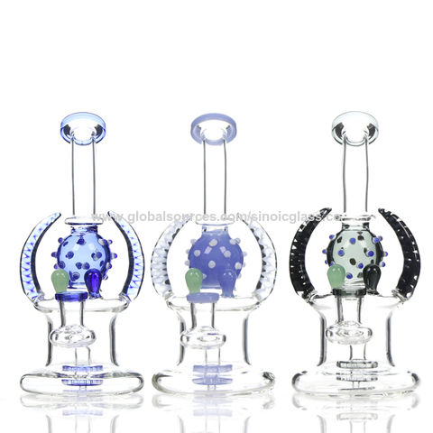 China Glass bong beaker jade green color water glass pipe thick ...