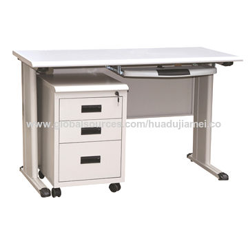 Steel powder coating office desk with small movable pedestals and 25mm ...
