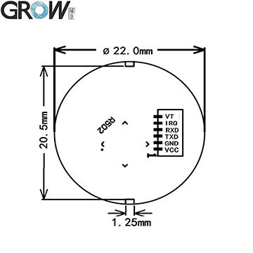 GROW R502 Small Circular Blue Red LED MX1.0-6pin Capacitive Fingerprint ...