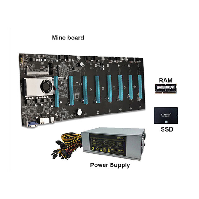 China Ethereum Bitcoin Miner Machine Board black 8 Video Cards 65mm Gap ...