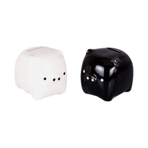China White and black pig money boxes, cute shape, customized designs ...