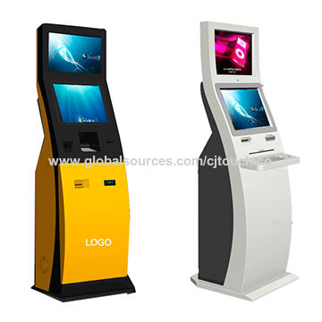 China Dual screen cash payment kiosk machine with cash acceptor, cash ...