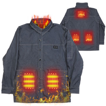 China Trendy Professional Heating Tech Men Blue Denim Heated Shirt With ...