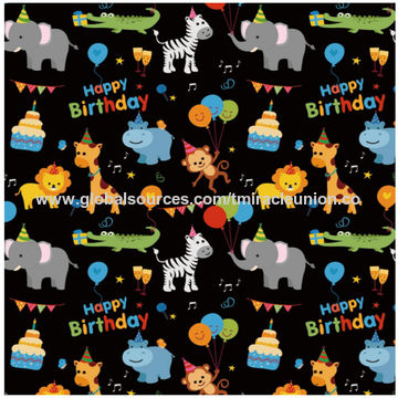 China Custom design black animal park wrapping paper for kids gift on ...
