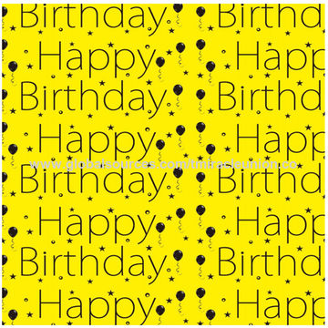 China Hot sale yellow happy birthday words design wrapping paper for ...