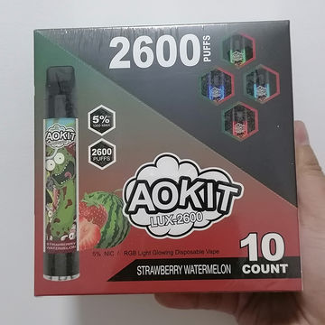 China AOKIT LUX 2600puffs RGB light glowing disposable vape electronic ...