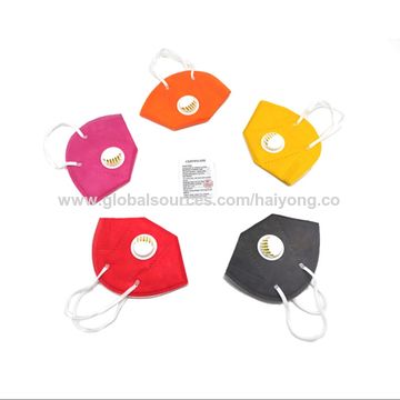 China Disposable face mask KN9 with valve for summer 5-layer colorful ...