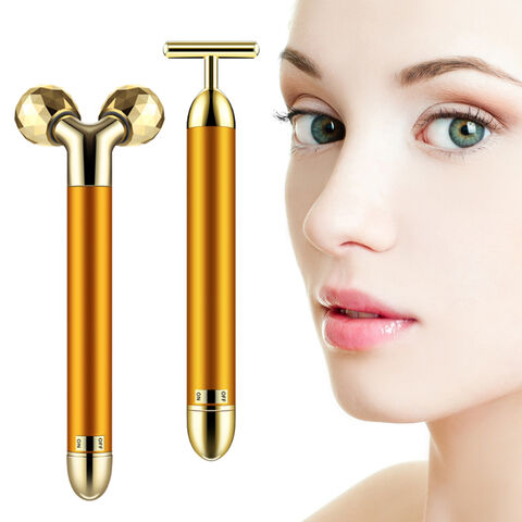 China Hot sale massager beauty bar natural round face 24K Golden Pulse ...
